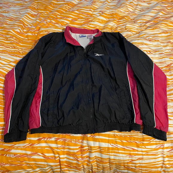 Reebok | Jackets & Coats | Vintage Reebok Windbreaker Jacket Black And ...